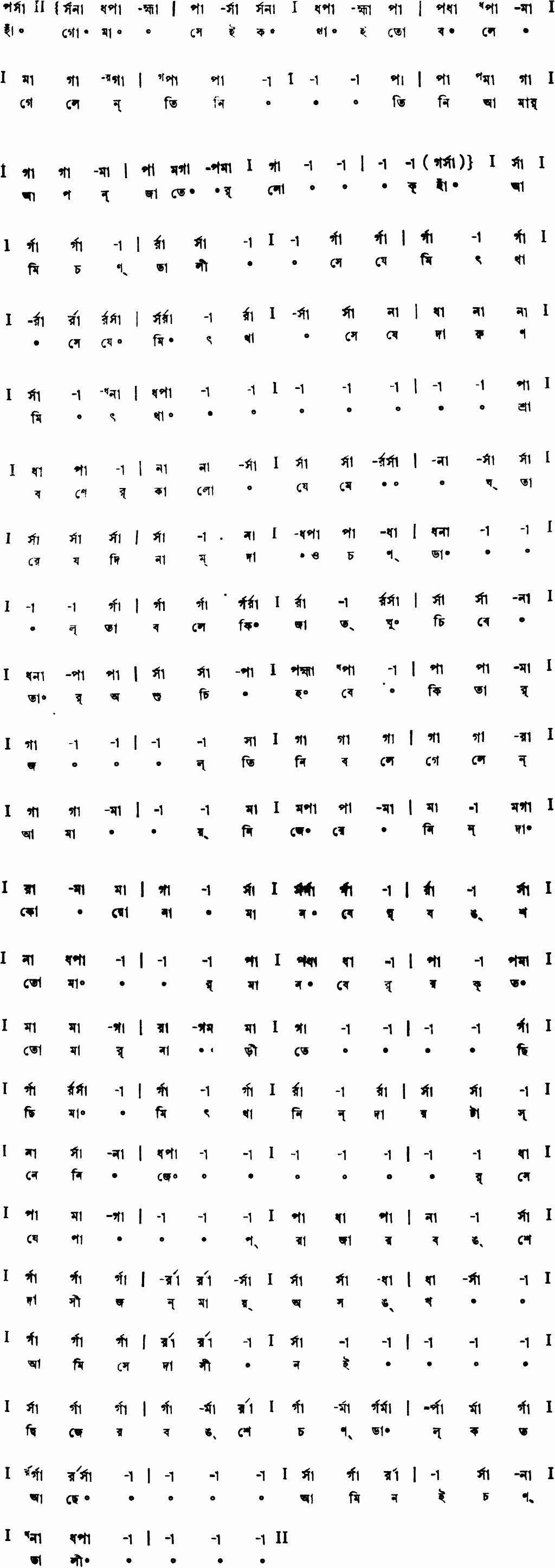 Song ha go ma sei kothai | Musical notation