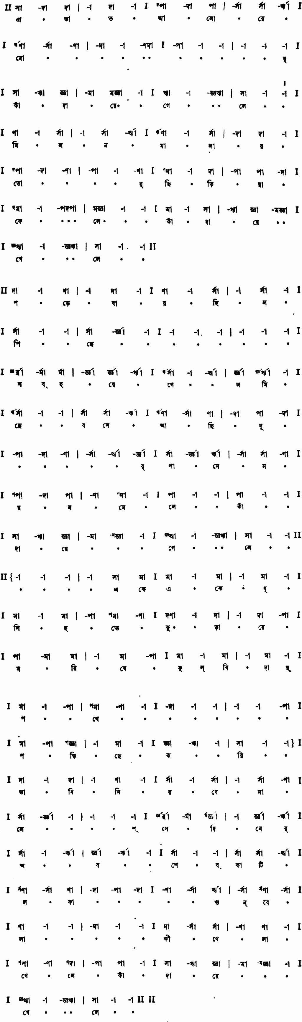 Song probhat alore mor | Musical notation